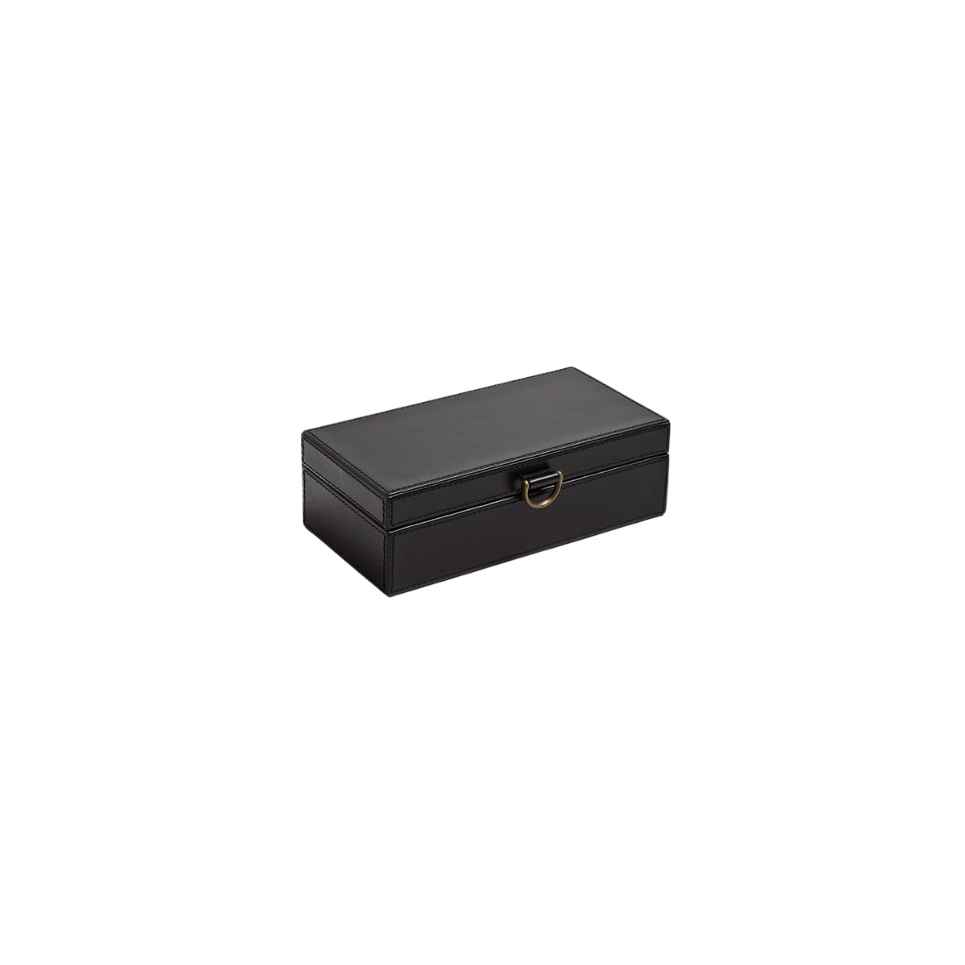 Marbled Leather D Ring Box (Small, Black) - Christopher Collection