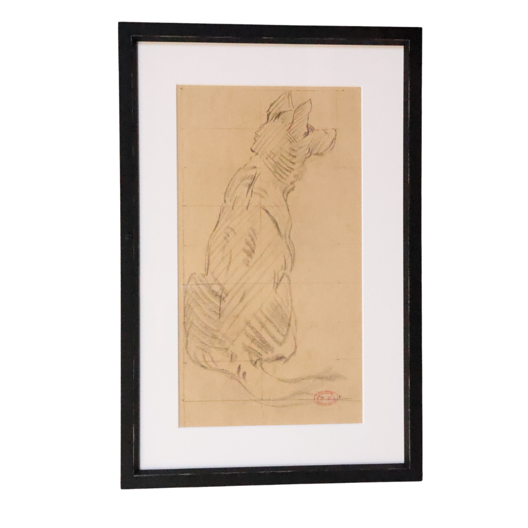 20th Century French Charcoal Best Friend Drawing - Christopher Collection
