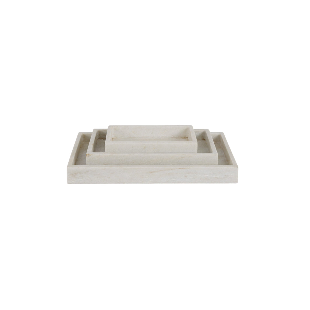 Rectangular White Marble Trays (Set of 3) - Christopher Collection