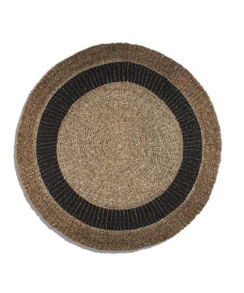 Round Seagrass Mat, Gray & Natural Edge by Montes Doggett - Christopher ...