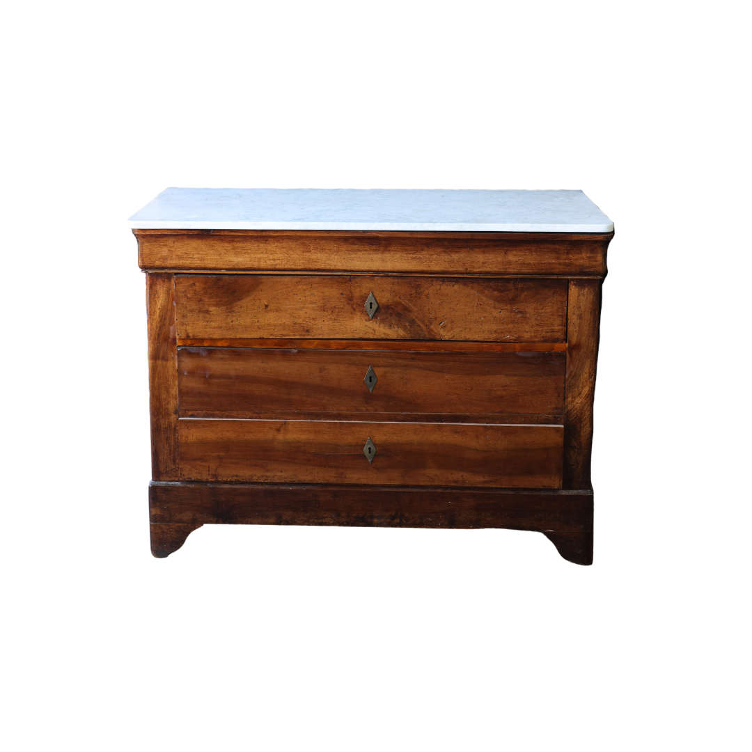 19th Century Louis Philippe Chest with White Marble Top - Christopher ...