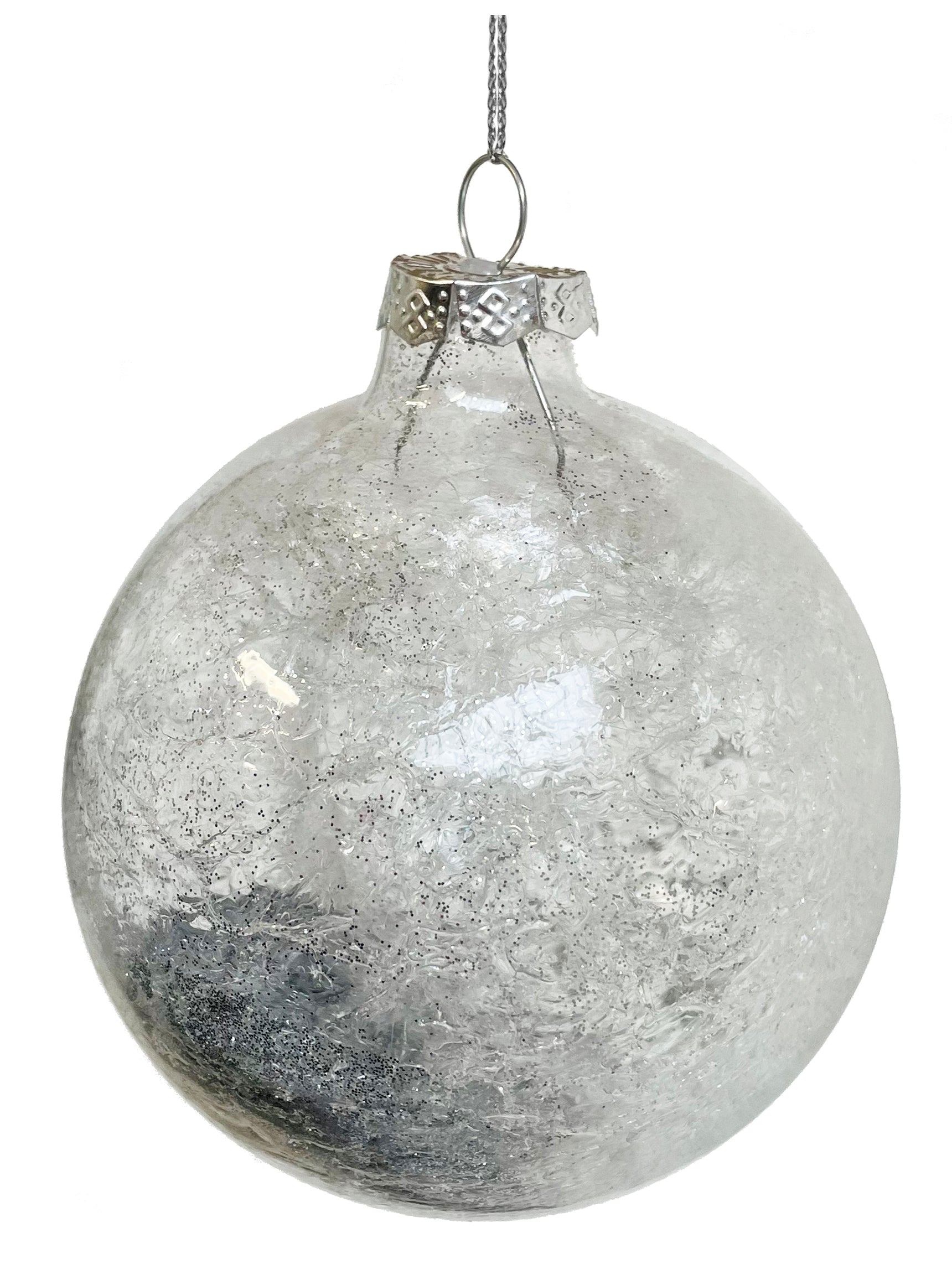 Glass Snow and Silver Glitter Inside Glass Ball Ornament (Medium ...